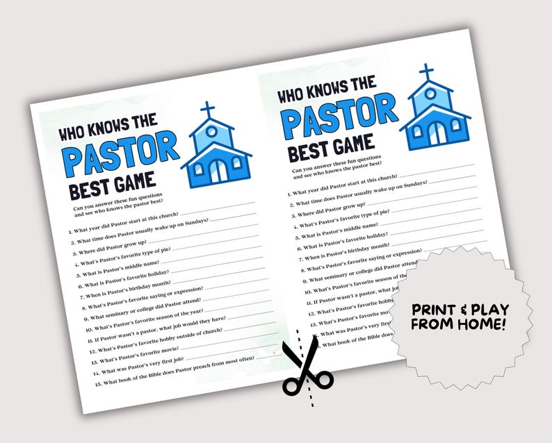 Who Knows the Pastor Best Game, Fun Church Trivia for Adults and Kids ...