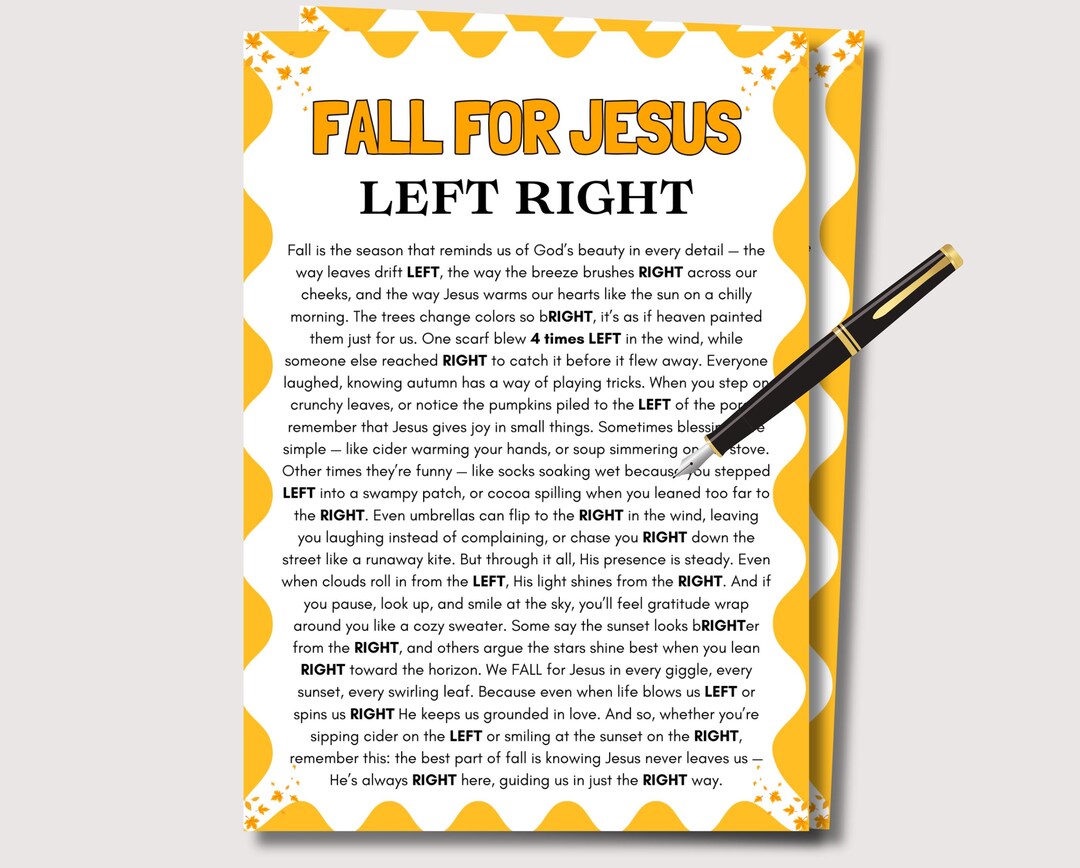 Fall for Jesus Left Right Game, Christian Fall Bible Game for Adults ...