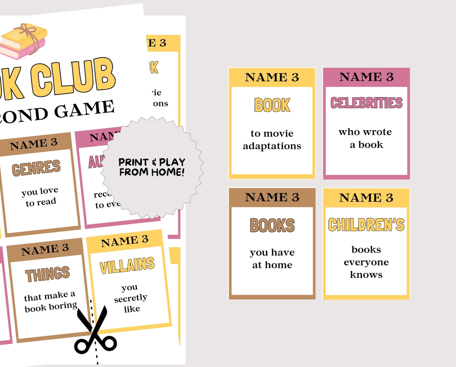 Book Club 5 Second Game, Fun Printable Book Club Game, Book Club ...