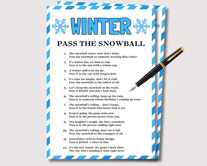 Pass the Snowball, Fun Winter Pass the Prize Game for Kids Adults ...