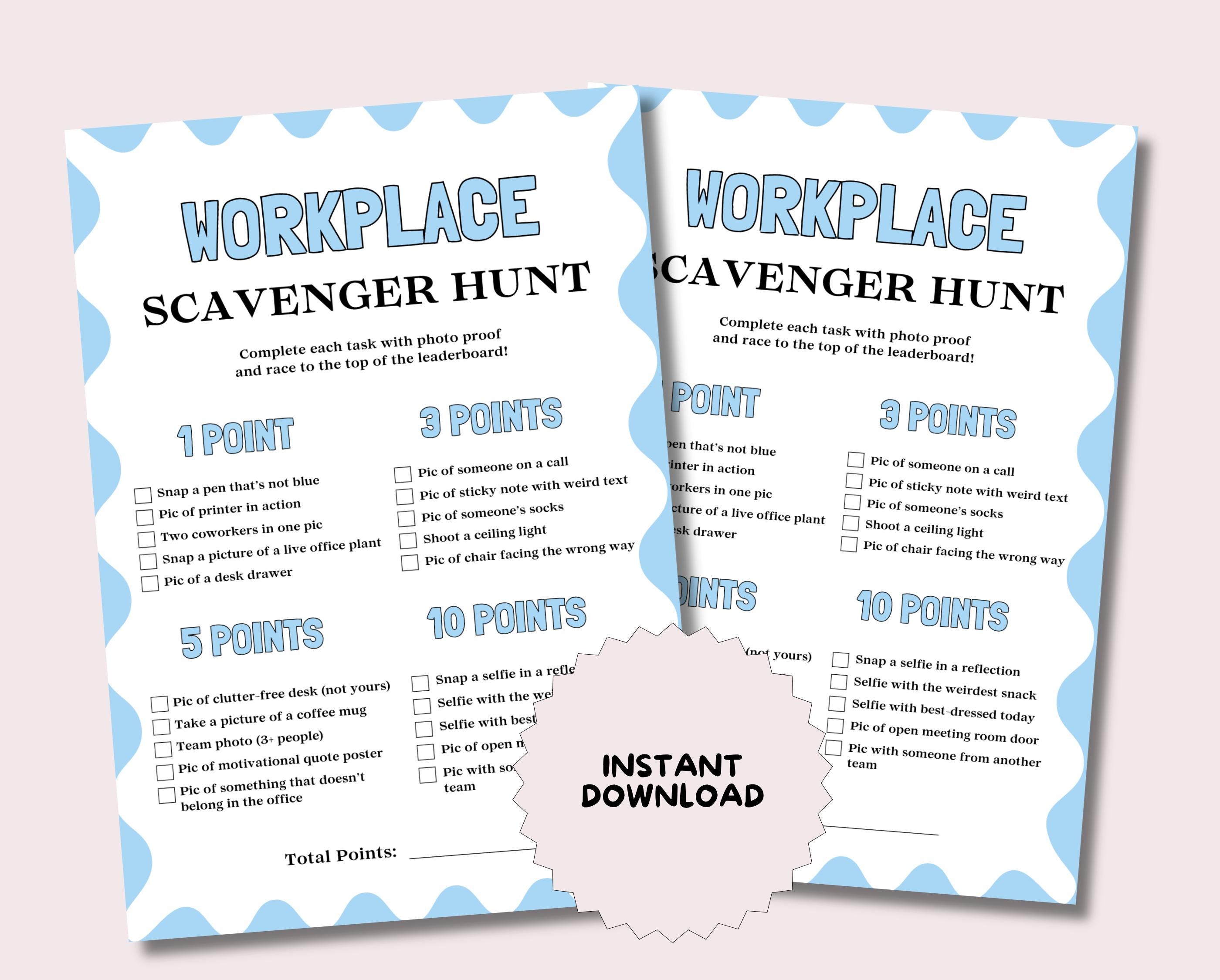 Workplace Scavenger Hunt Game, Team Building Activities for Office ...