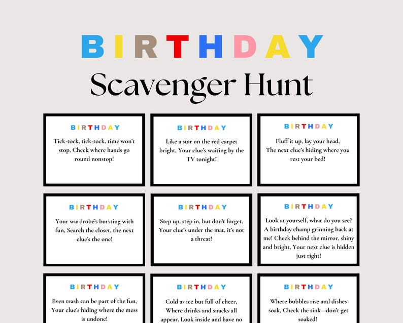 Birthday Scavenger Hunt, 18th Birthday Game, Scavenger Hunt for Adults ...