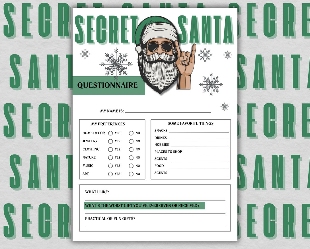 Office Gift Exchange Secret Santa Survey Form, Secret Santa ...