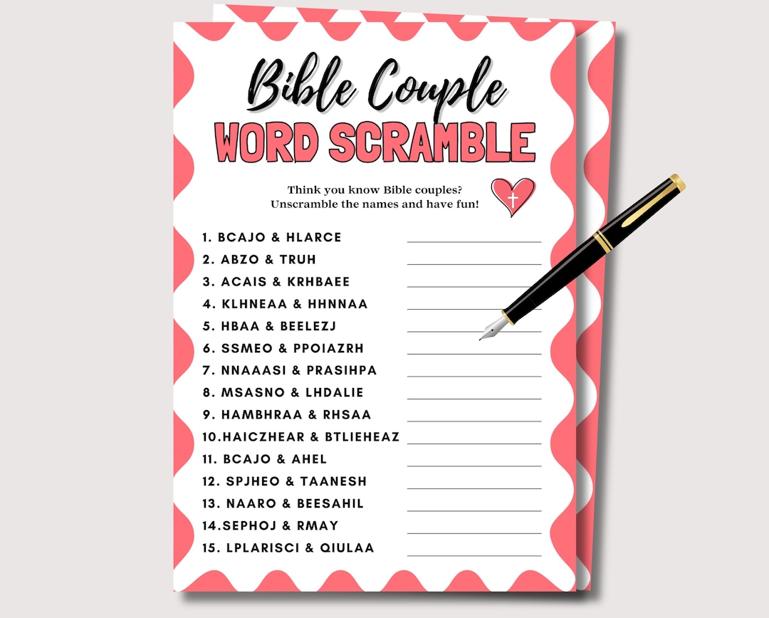 Bible Couples Word Scramble, Fun Christian Valentine's Day Game for ...