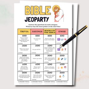 Bible Jeopardy Game, Fun Bible Trivia Game for Kids and Adults Bible ...