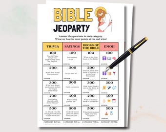 Bible Jeopardy Game, Fun Bible Trivia Game for Kids and Adults Bible ...