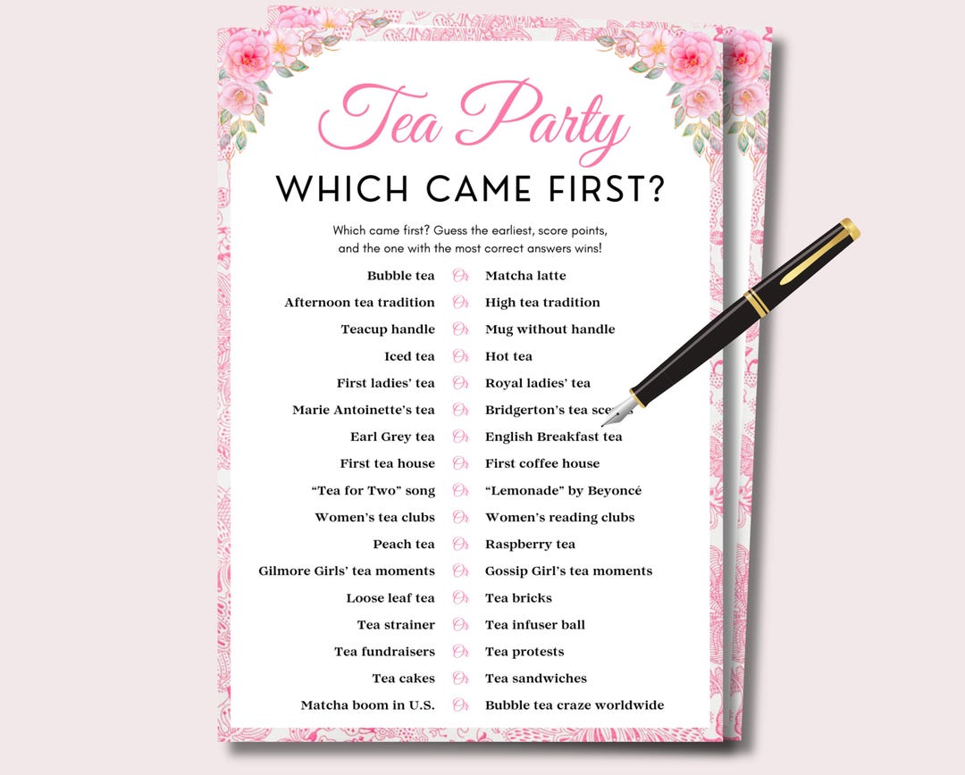 Tea Party Games Which Came First, Adult Tea Party Game for Girls Women ...