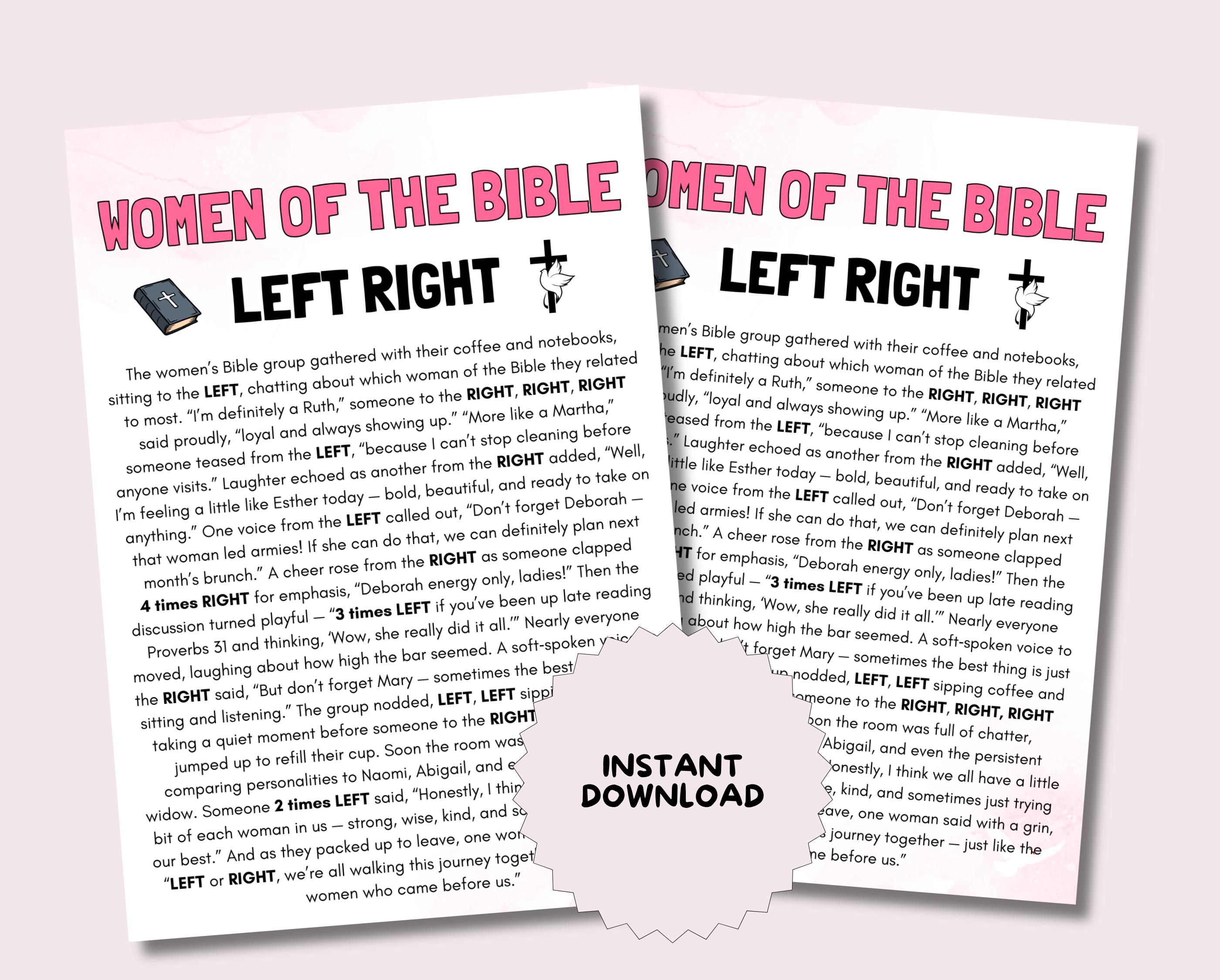 Women of the Bible Left Right Game, Women in Bible Women's Ministry ...