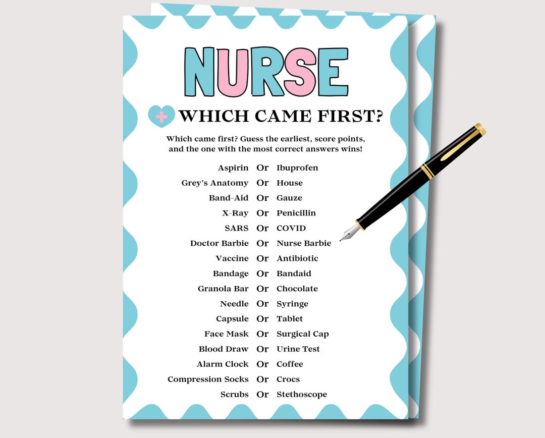 Nurse Which Came First Game, Fun Nurse Game for Medical Party, Nurse ...