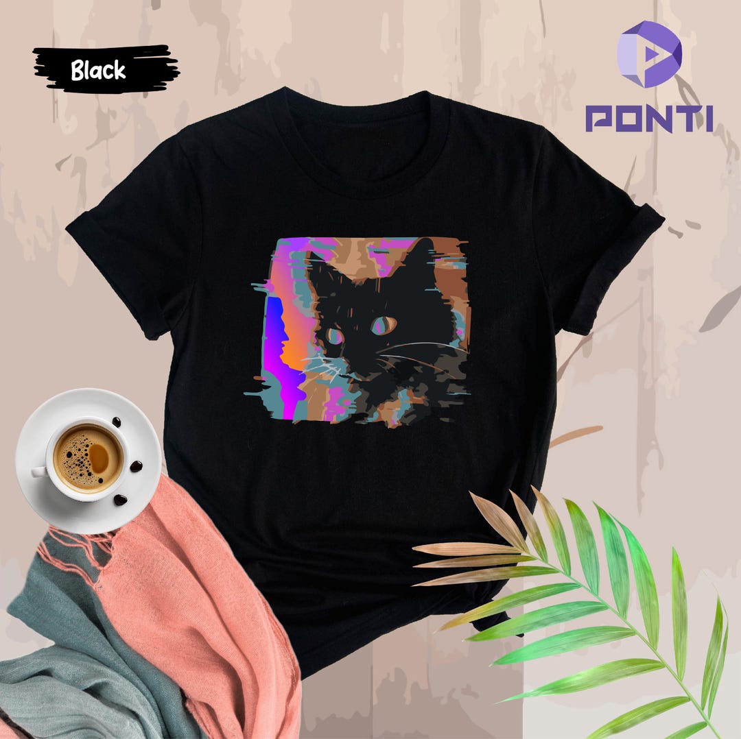 Psychedelic Weirdcore Cat T-shirt, Vaporwave Aesthetic Shirt, Trippy ...