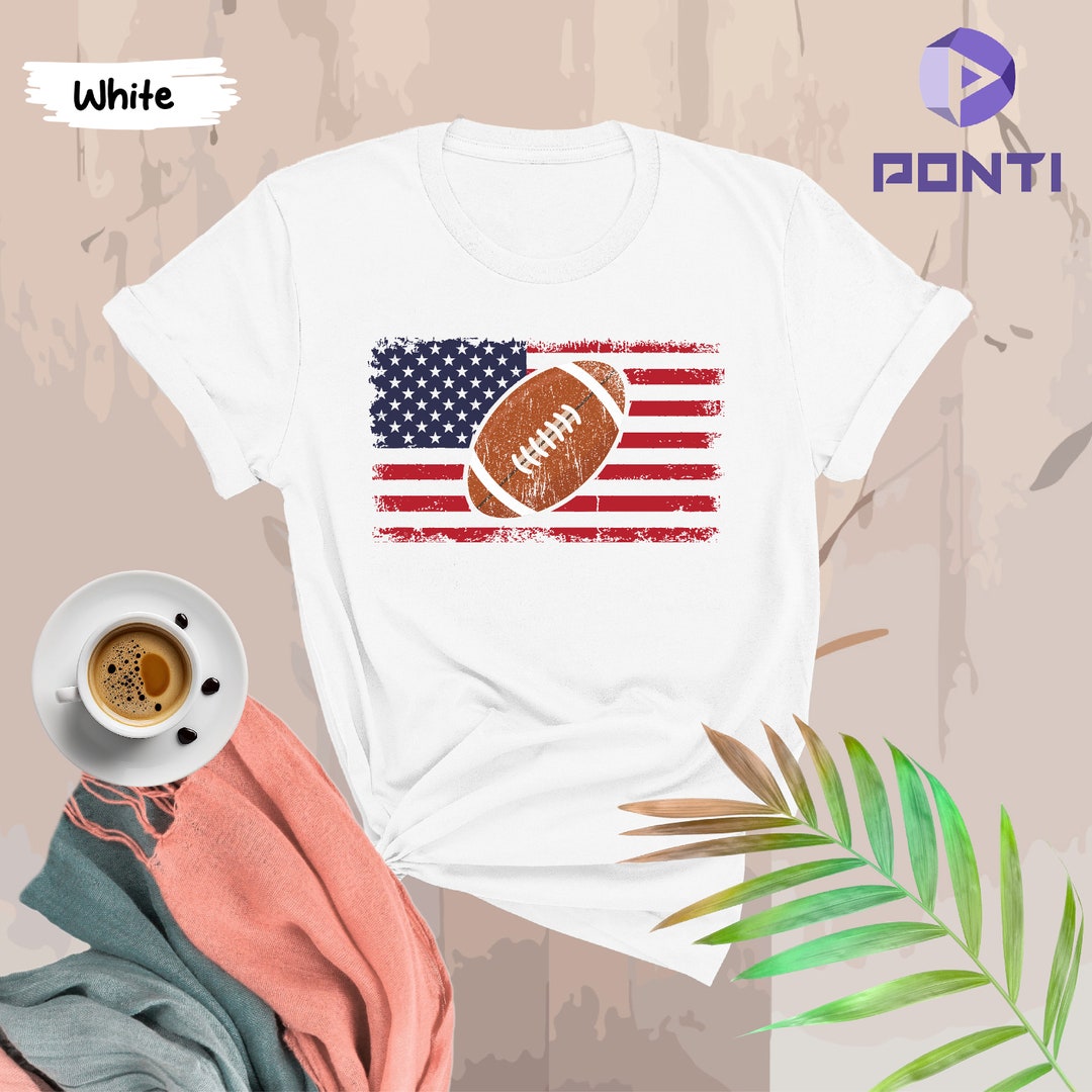 American Flag Football Shirt,4th of July Tshirt, Football Flag Tee ...