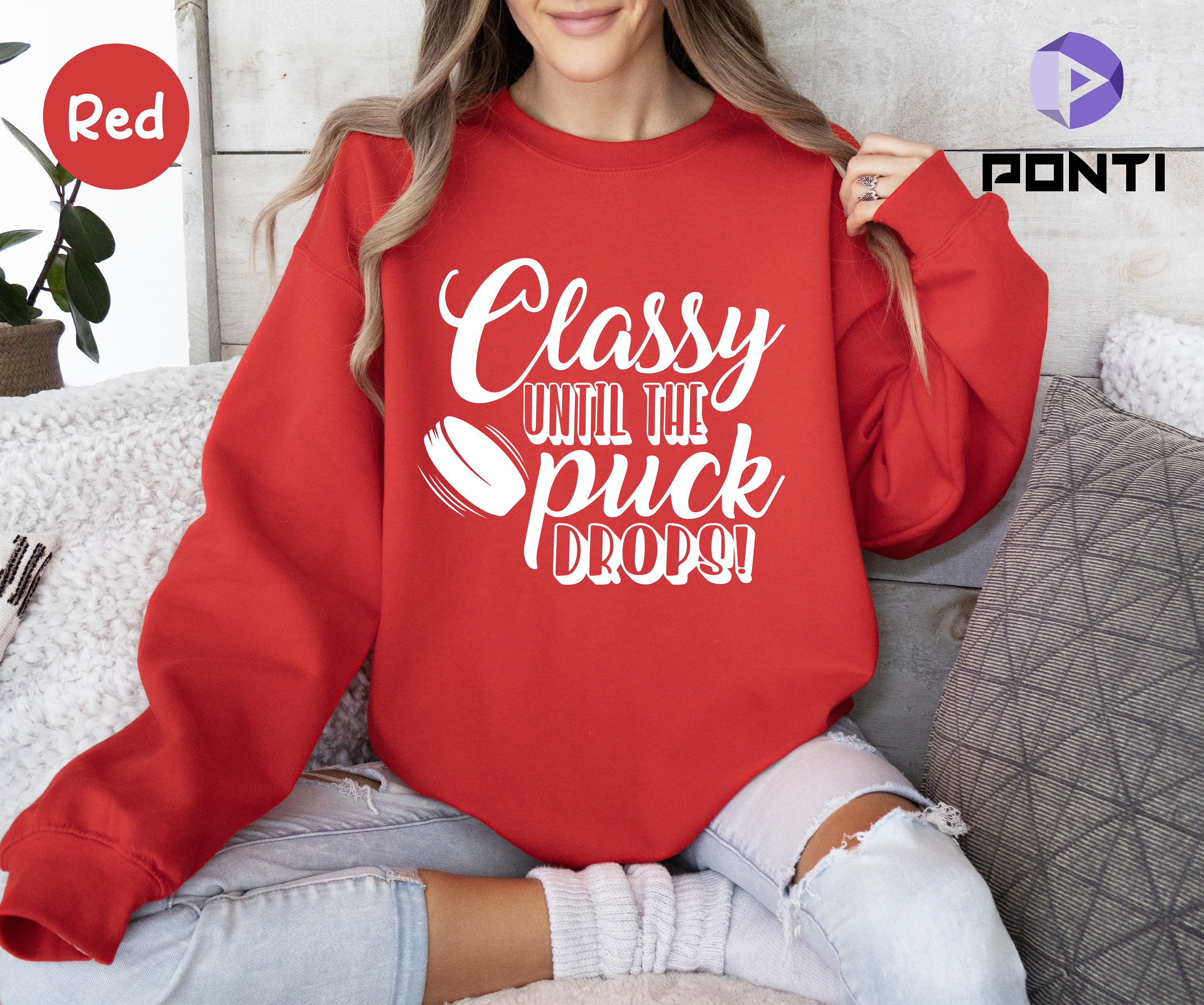 Classy Until the Puck Drops Sweatshirt, Funny Hockey Sweatshirt, Hockey ...