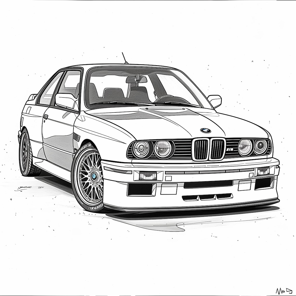 BMW M3 Coloring Pages: A Journey Through Automotive History - Etsy