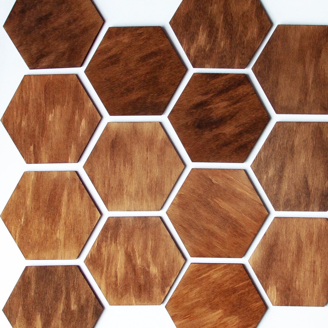 Hexagon Wood Wall Tiles, Honeycomb Wall Art, Hexagon Wall Decor ...