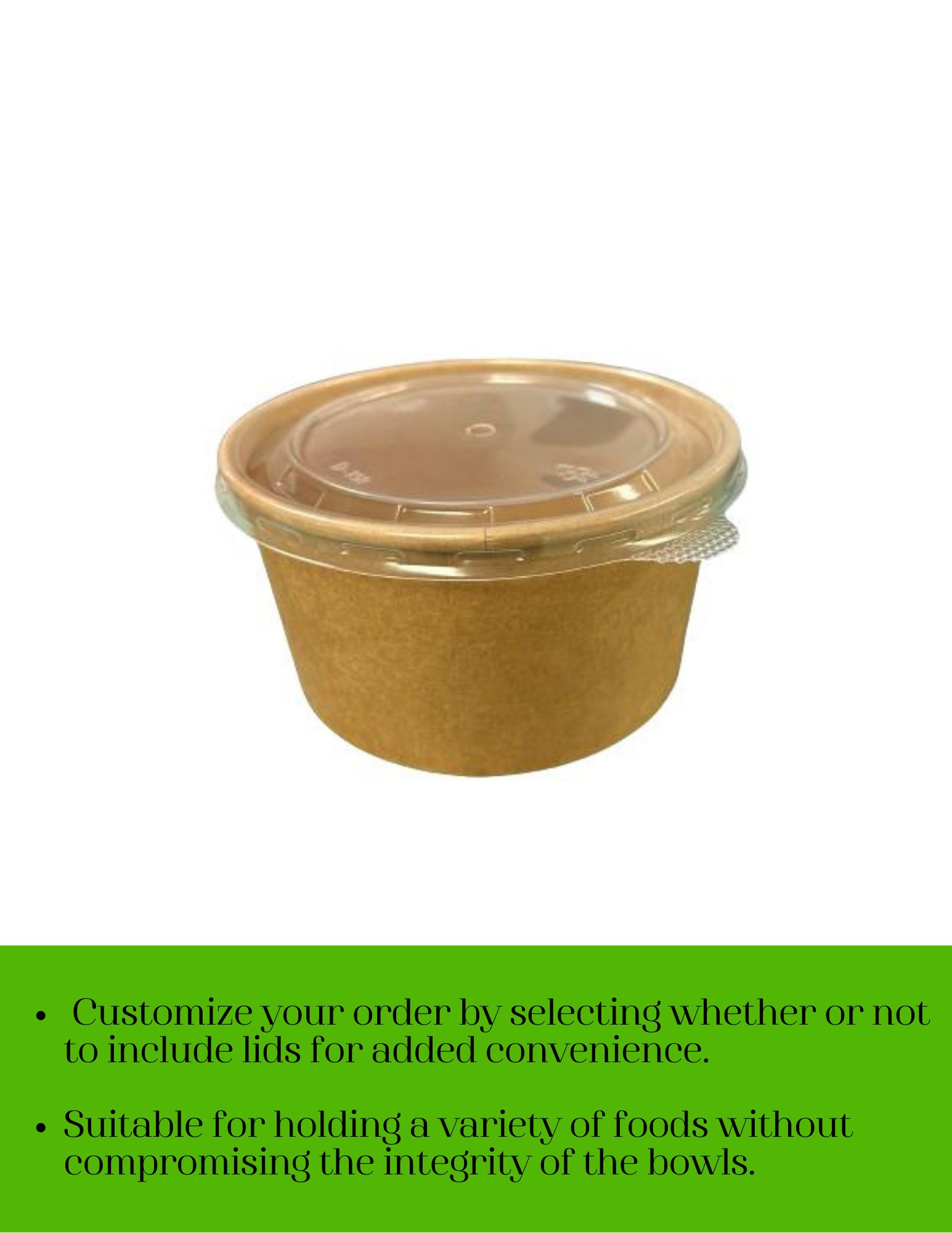 Disposable Biodegradable Kraft Paper Salad Bowls - Pack of 50 - 16oz ...