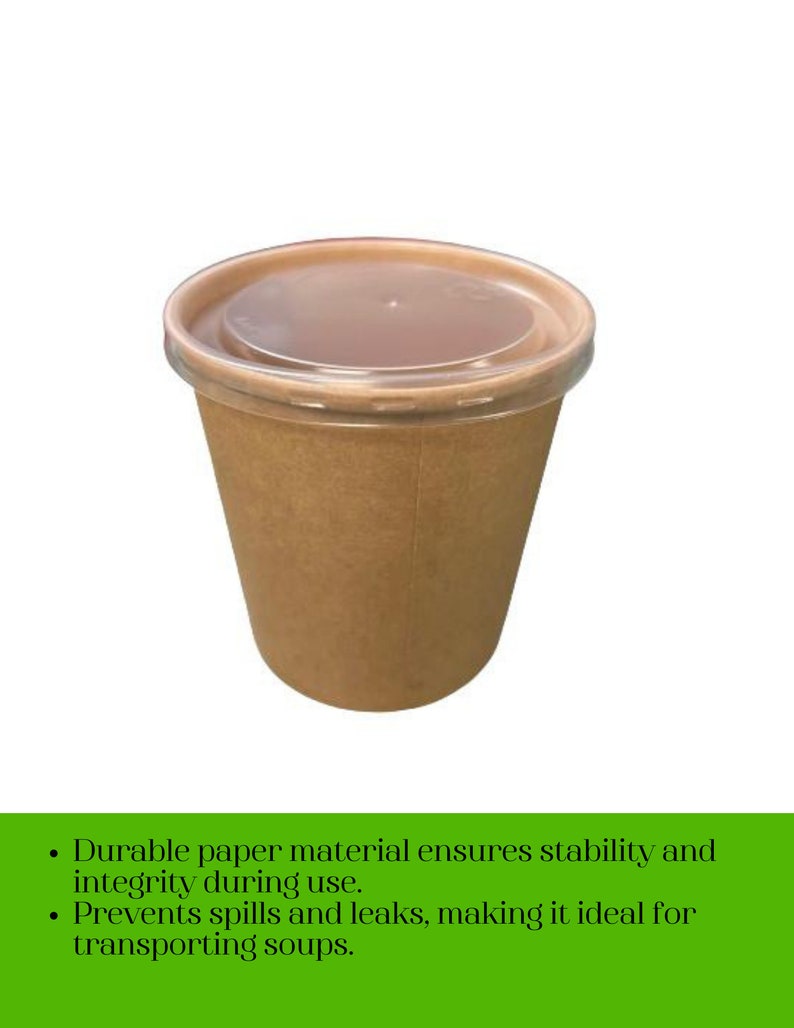 Pack of 25 Biodegradable Kraft Paper Soup Containers - 16oz Disposable ...