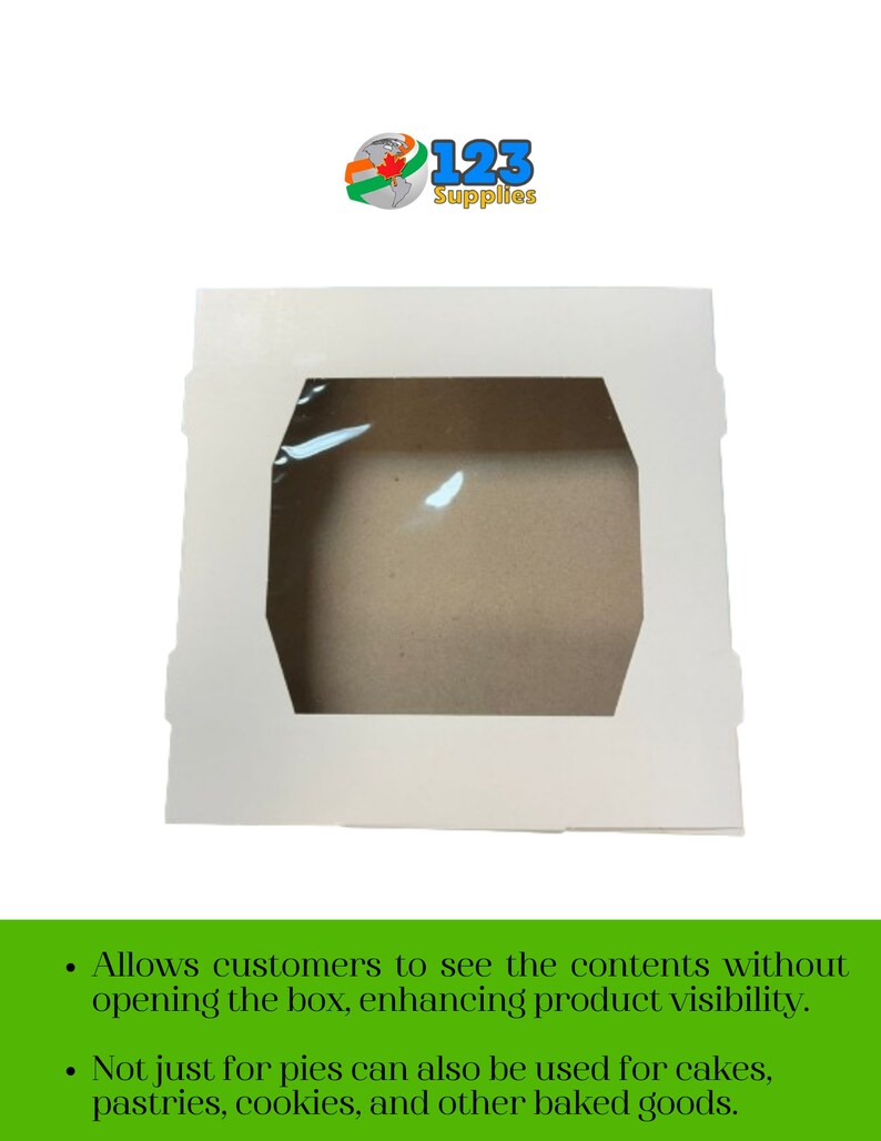 Square White Paper Pie Boxes With Window 9 X 9 X 1.5 Inches Various ...
