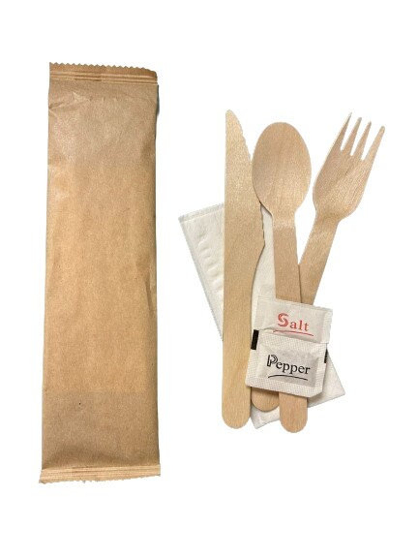Biodegradable Wooden Cutlery Kit Disposable Individually Wrapped 6 ...