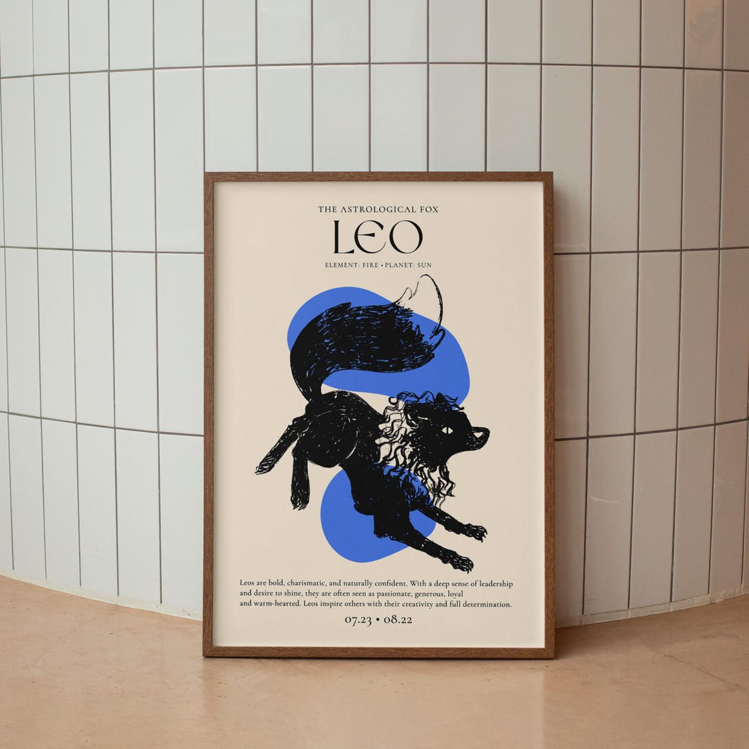 Leo Zodiac Wall Art Print, Leo Zodiac Art, Zodiac Minimal Print, Leo ...