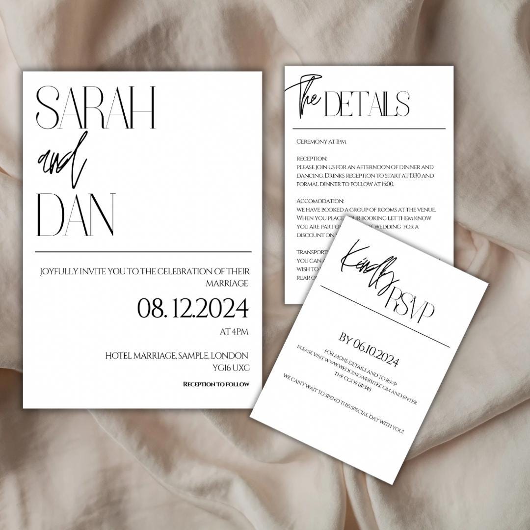 Classic Wedding Invitations - Etsy