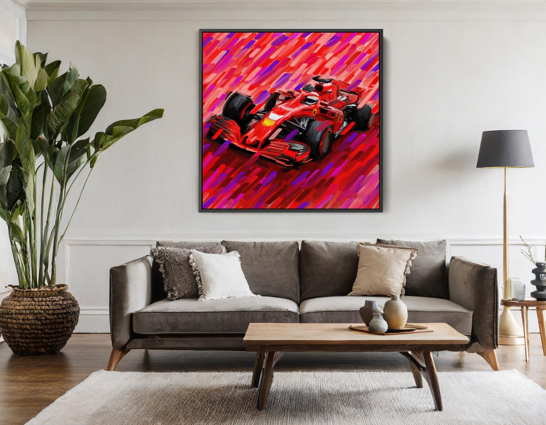 Abstract Painting F1 Ferrari Wall Art, Formula 1 Painting Canvas Print ...