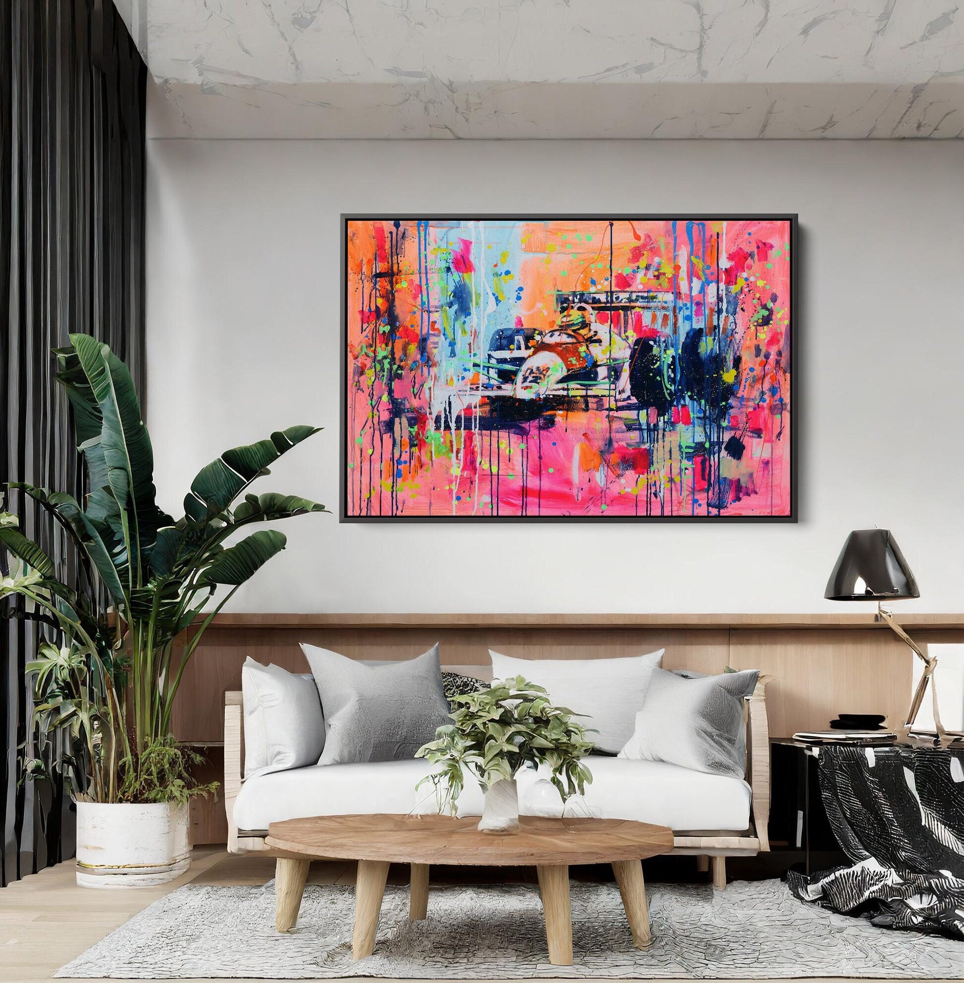 Abstract Formula 1 Painting Wall Art, Pop Art Graffiti Formula Racing ...