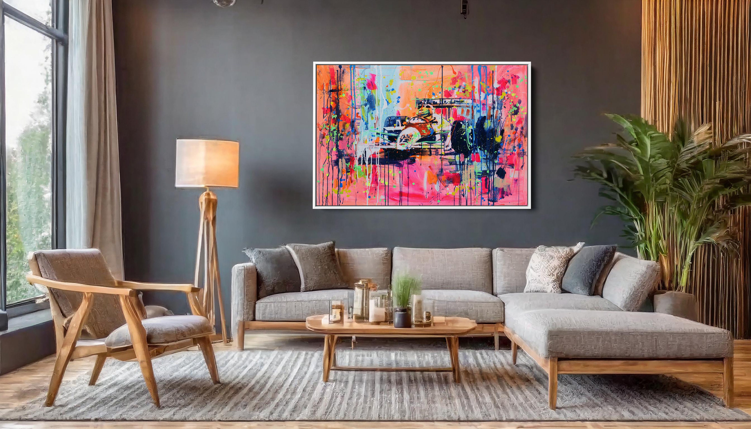 Abstract Formula 1 Painting Wall Art, Pop Art Graffiti Formula Racing ...