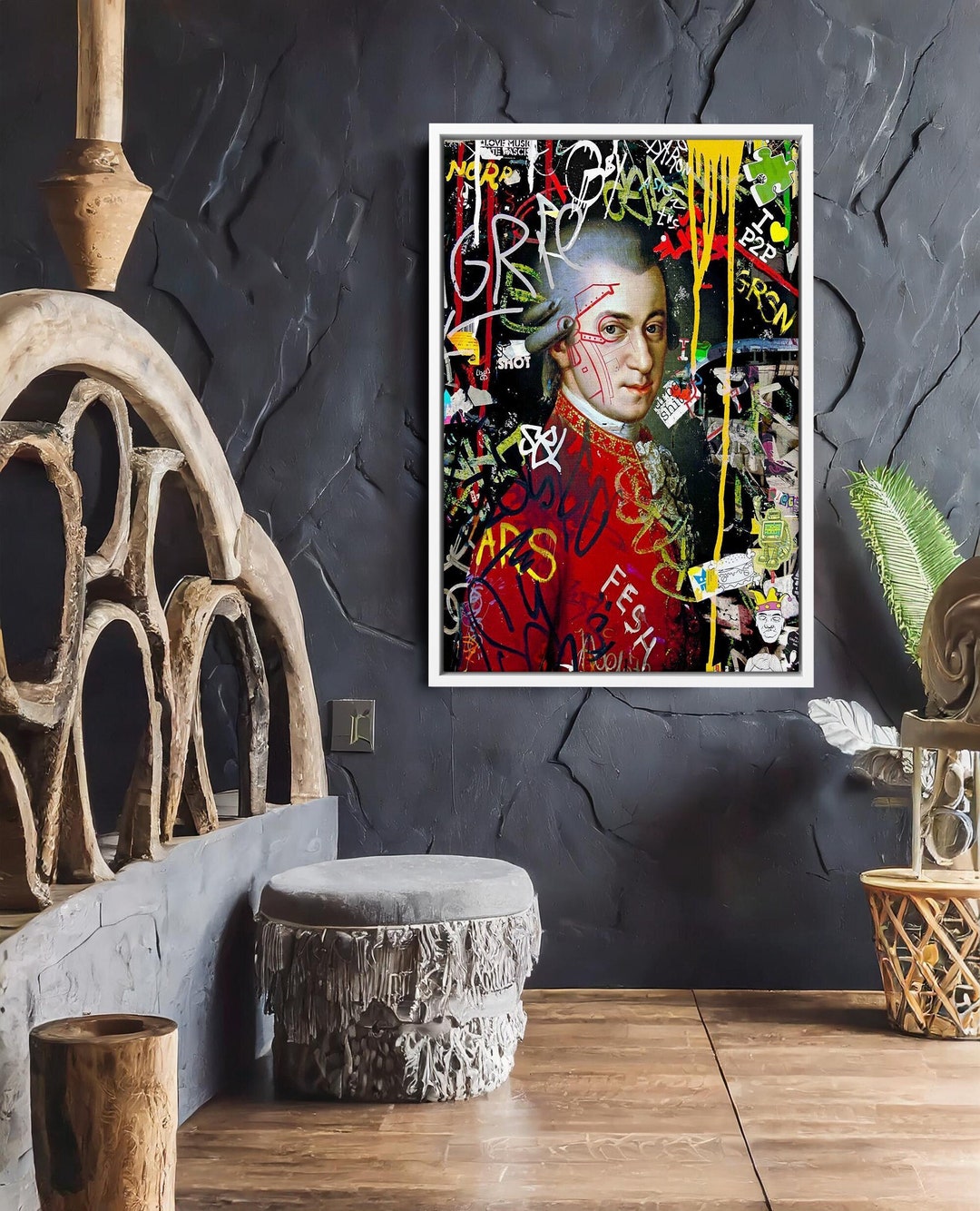Wolfgang Amadeus Mozart Wall Art, Pop Art Graffiti Mozart Canvas Print ...