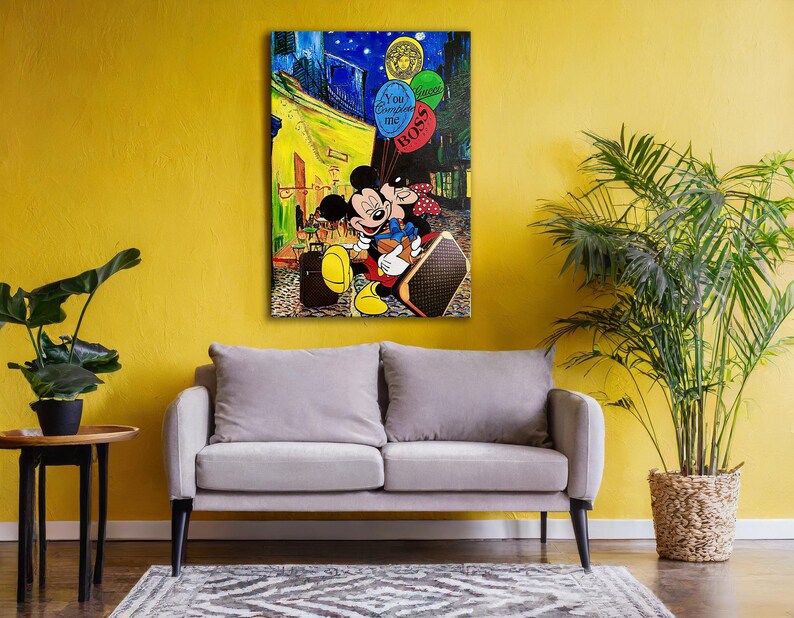 Mickey and Minnie Mouse Wall Art, Pop Art Graffiti Mickey Mouse Canvas ...