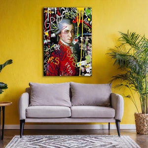 Wolfgang Amadeus Mozart Wall Art, Pop Art Graffiti Mozart Canvas Print ...