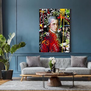Wolfgang Amadeus Mozart Wall Art, Pop Art Graffiti Mozart Canvas Print ...
