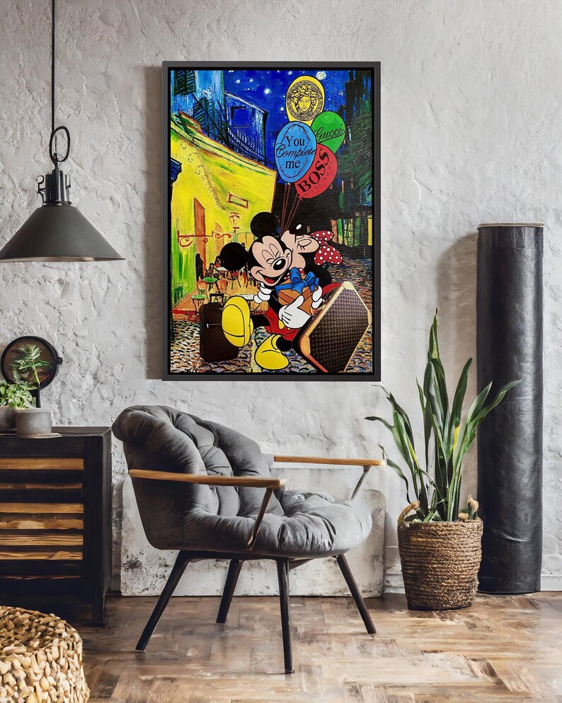 Mickey and Minnie Mouse Wall Art, Pop Art Graffiti Mickey Mouse Canvas ...