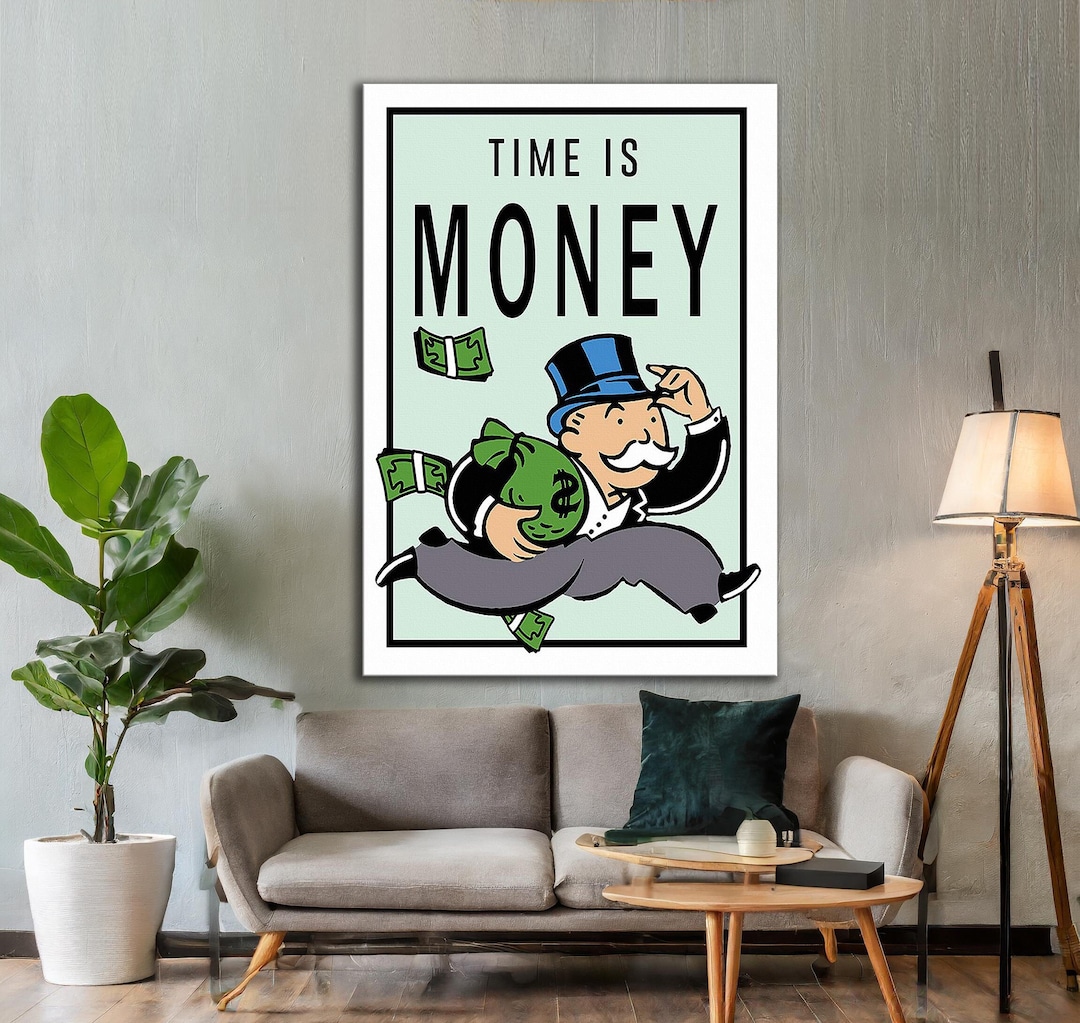 Time is Money Monopoly Pop Art Canvas Print, Street Graffiti Monopoly ...