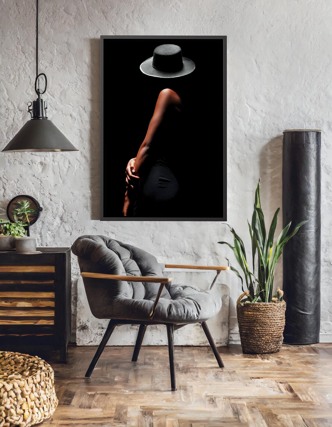 Woman in Black Hat Canvas Wall Art, Woman in Black Dress Canvas ...