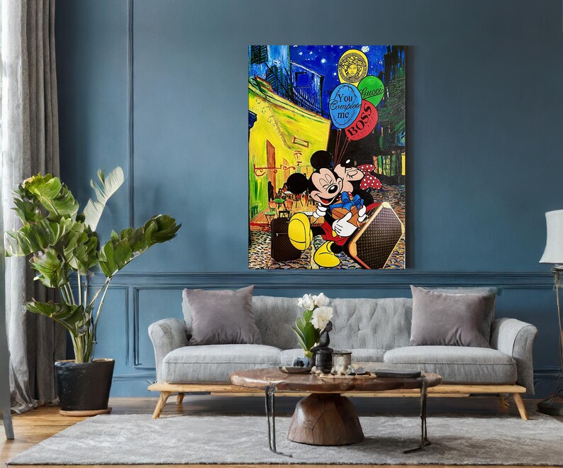 Mickey and Minnie Mouse Wall Art, Pop Art Graffiti Mickey Mouse Canvas ...