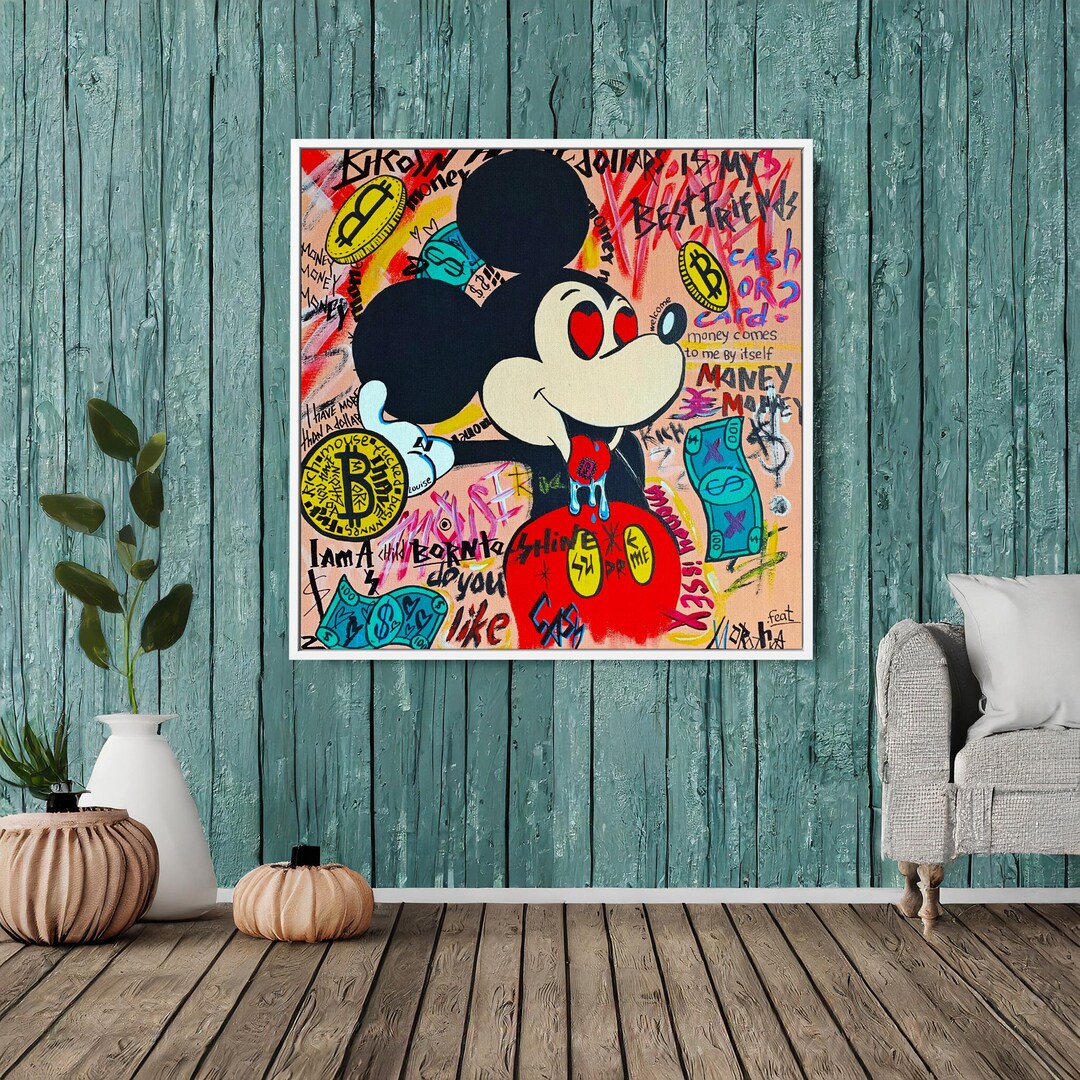 Banksy Graffiti Rich Mickey Mouse Canvas Art Print, Luxury Painting ...