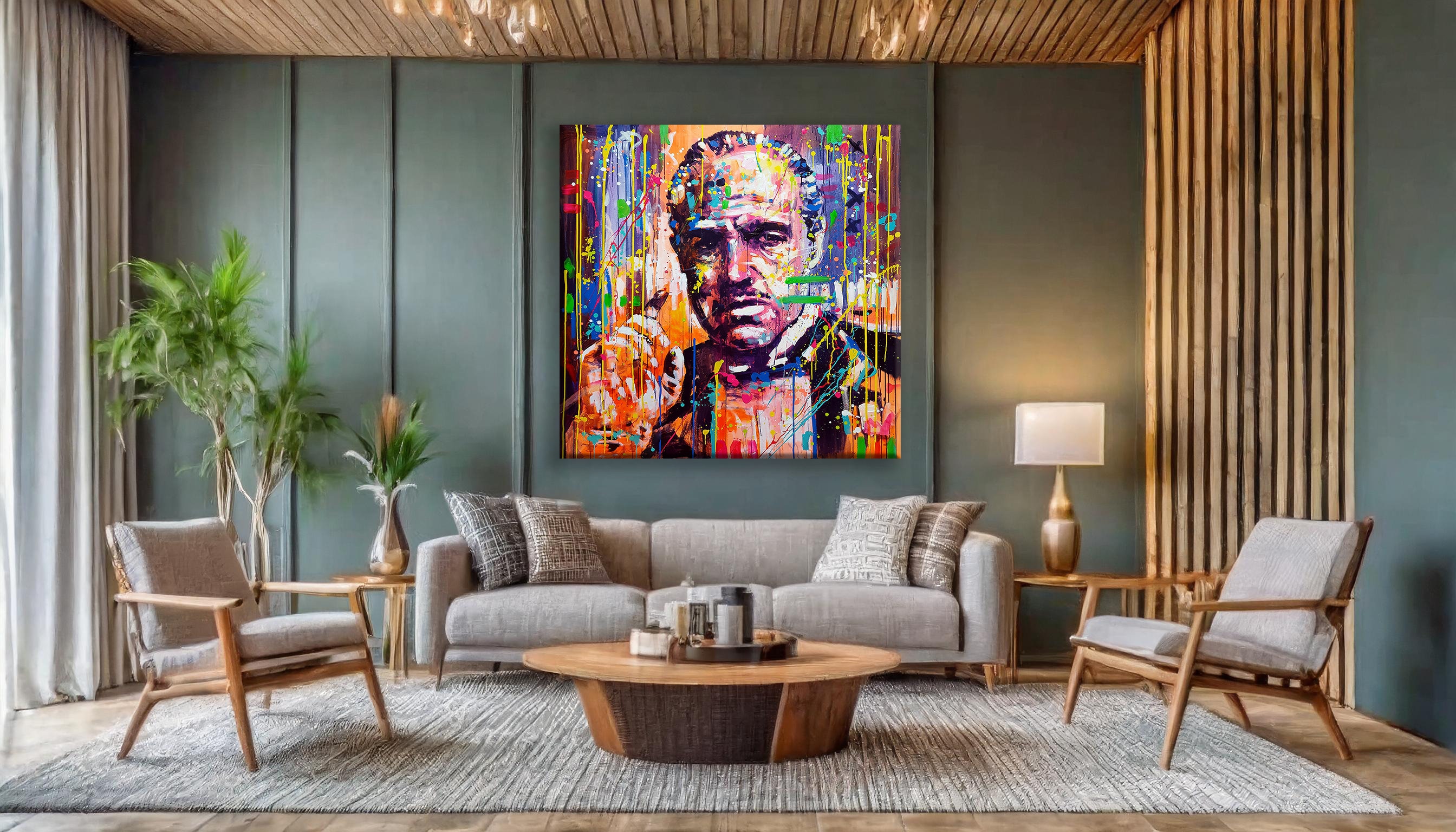 Abstract Painting the Godfather Wall Art, Pop Art Graffiti Marlon ...