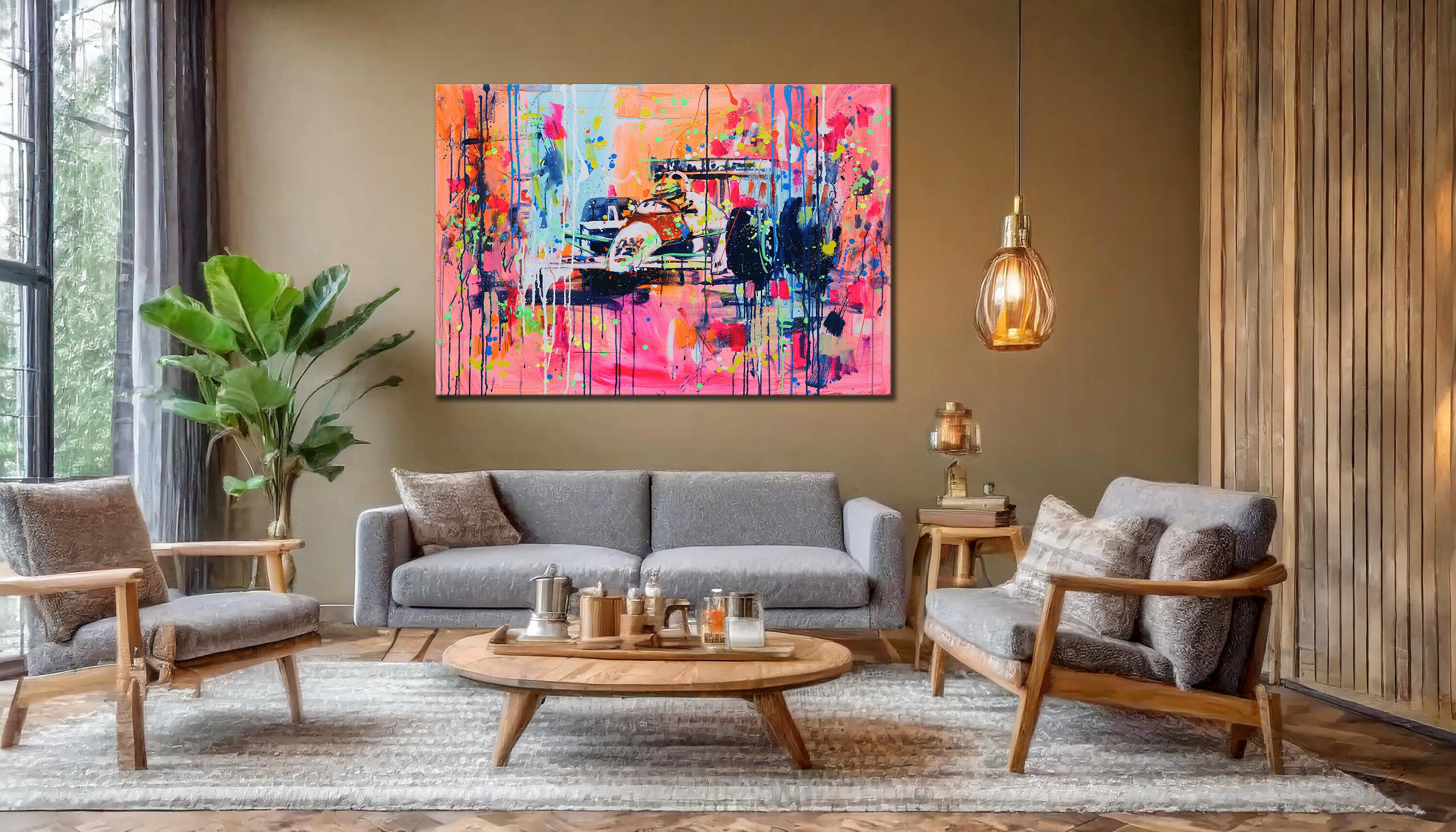 Abstract Formula 1 Painting Wall Art, Pop Art Graffiti Formula Racing ...