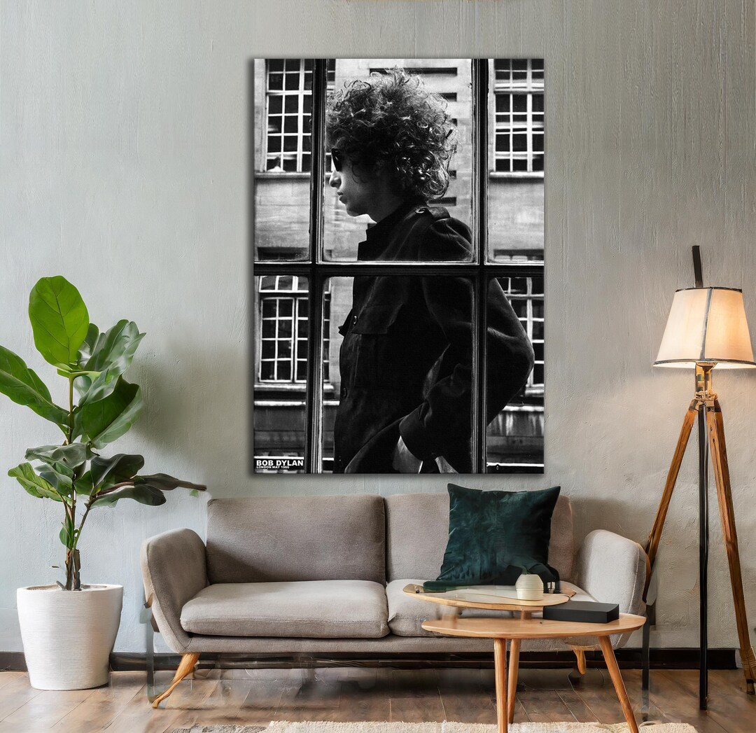 Bob Dylan Canvas Wall Art, Black and White, Bob Dylan Print, Retro Wall ...