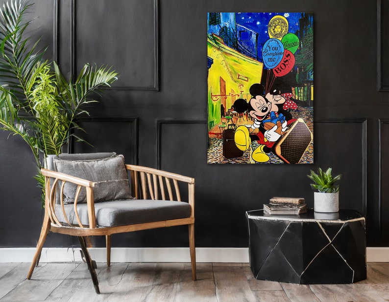 Mickey and Minnie Mouse Wall Art, Pop Art Graffiti Mickey Mouse Canvas ...