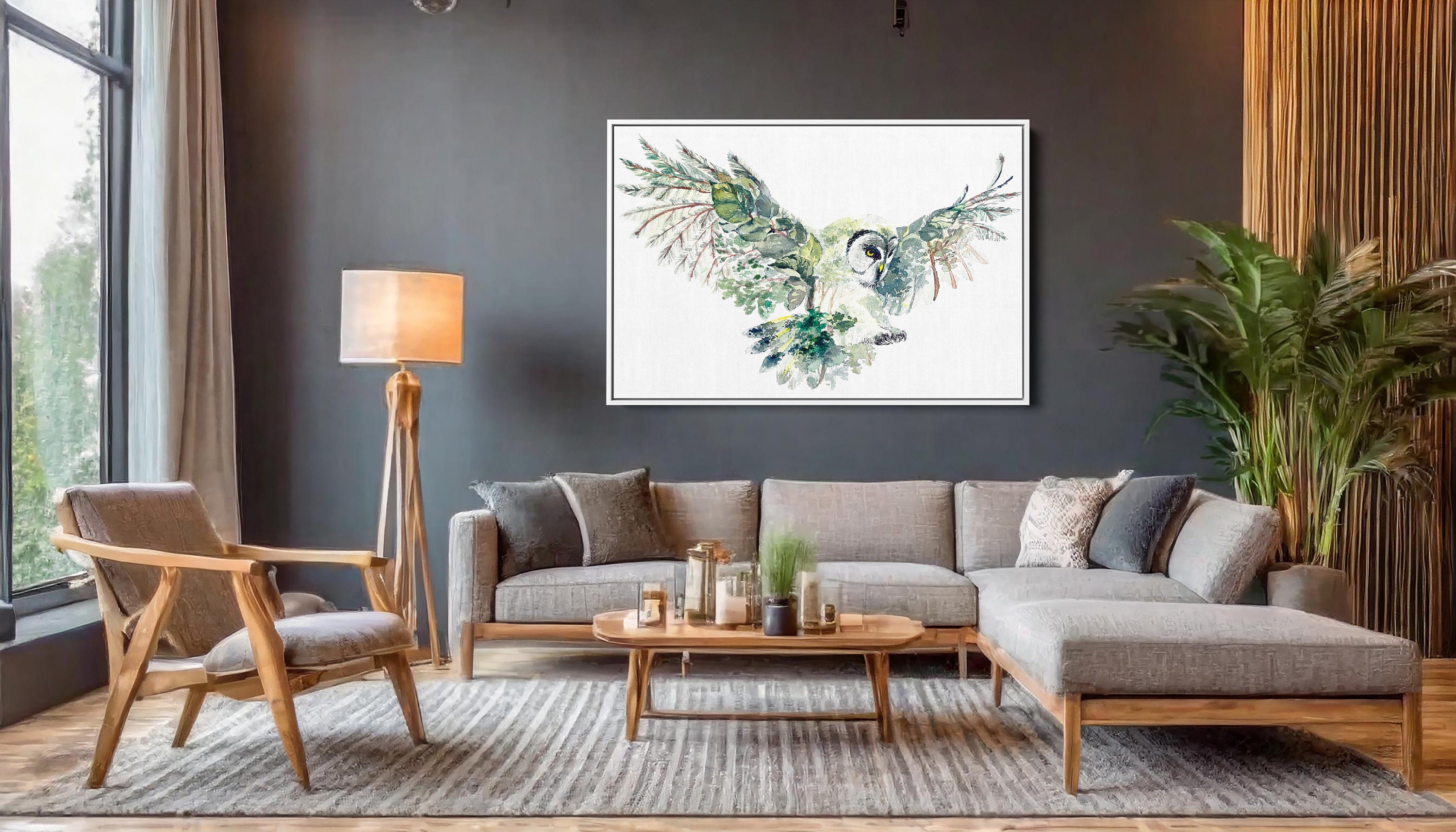 Flying Owl With Trees Leaves Forest Double Exposure Nature Animal Bird ...