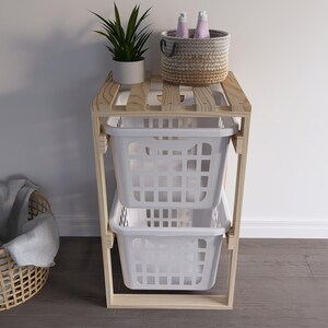 Laundry Basket Rack | DIY Plans Laundry Organizer Basket Storage ...