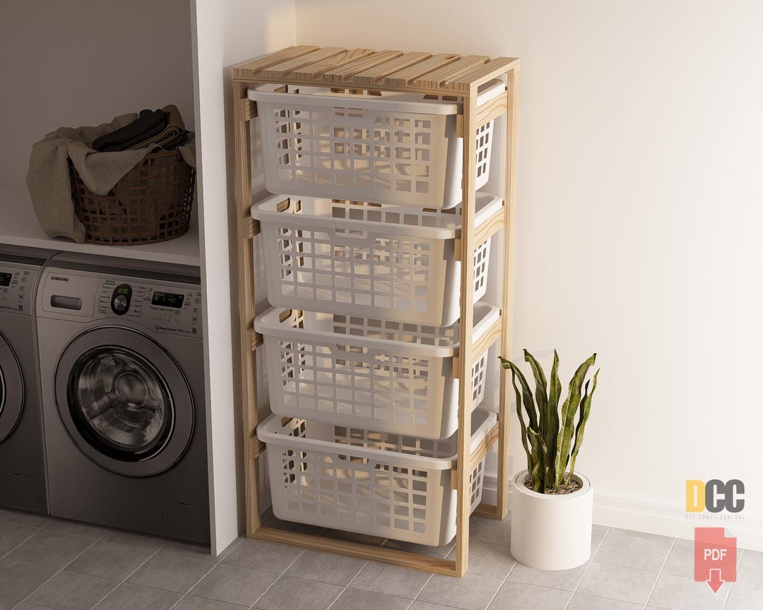 Sideways Basket Rack | Digital Download Pdf Laundry Organizer Storage ...