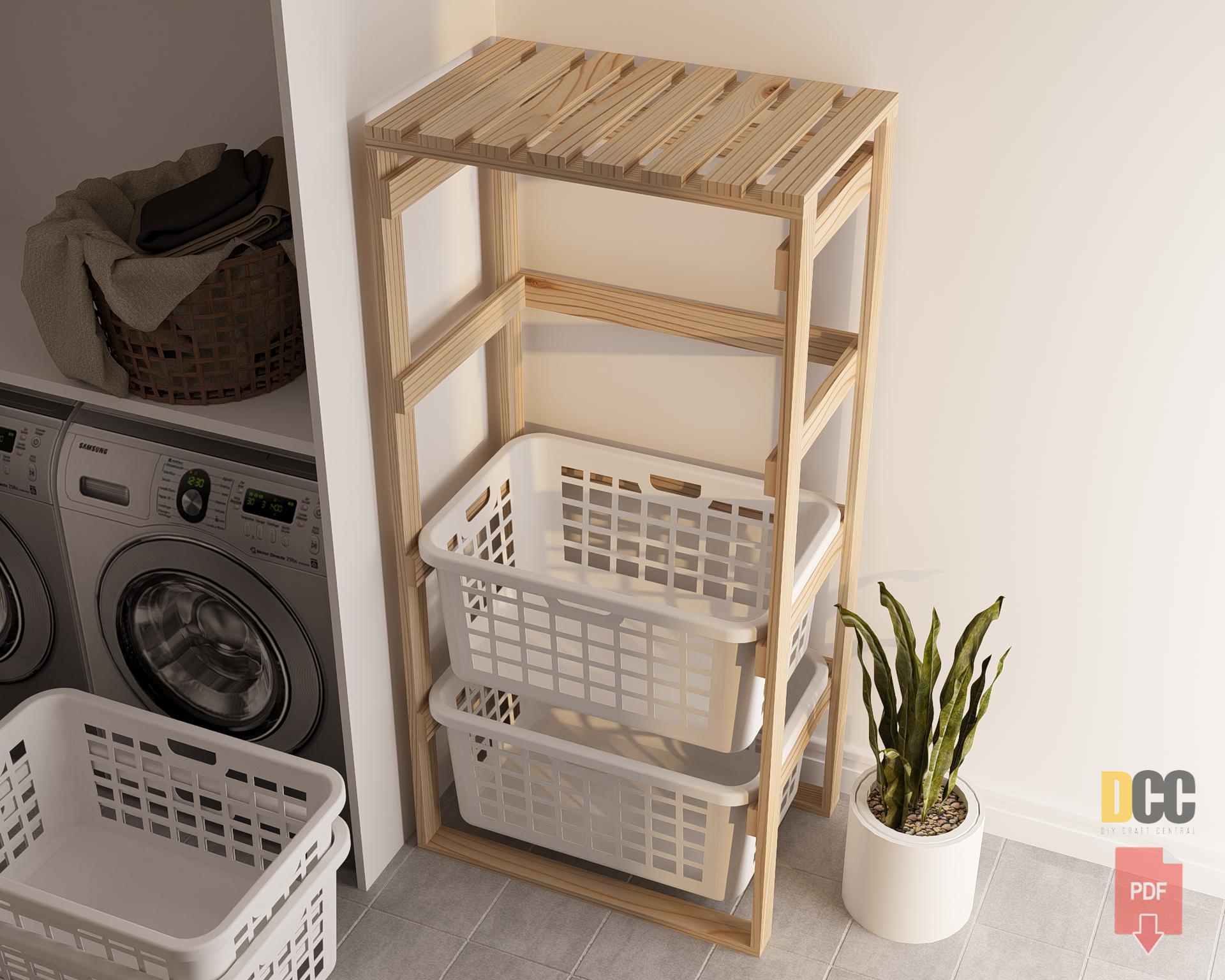 Sideways Basket Rack | Digital Download Pdf Laundry Organizer Storage ...