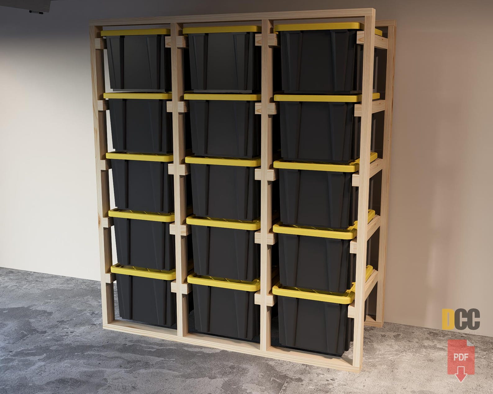 Bin Storage Rack 5x3 Digital Download | 15 Slots Storage 27 Gallon Diy ...