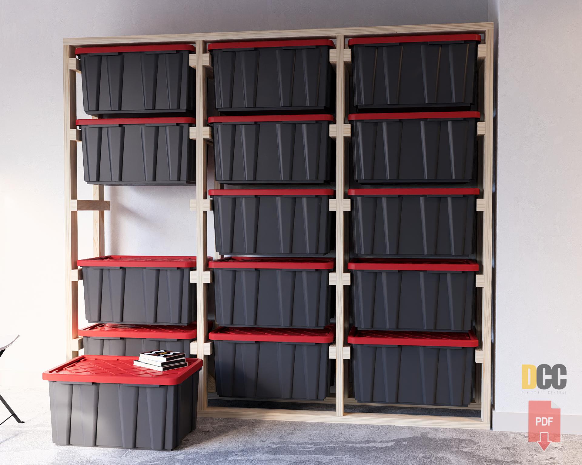 Bin Storage Rack Digital Download | Sideways Tote Storage 27 Gallon Diy ...