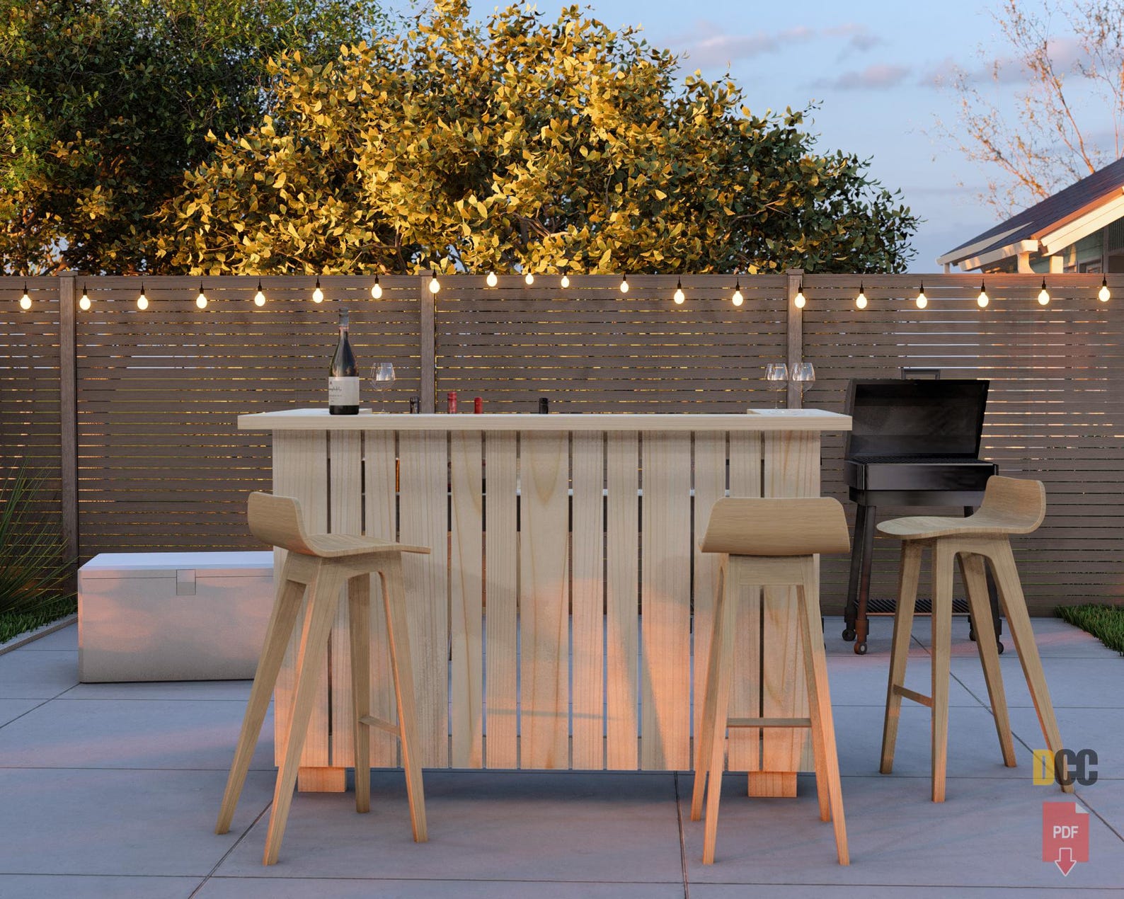 Wooden Outdoor Bar PDF File Plans | Outdoor DIY Bar Plan PDF Bar Plans ...