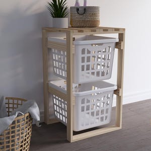 Laundry Basket Rack | DIY Plans Laundry Organizer Basket Storage ...