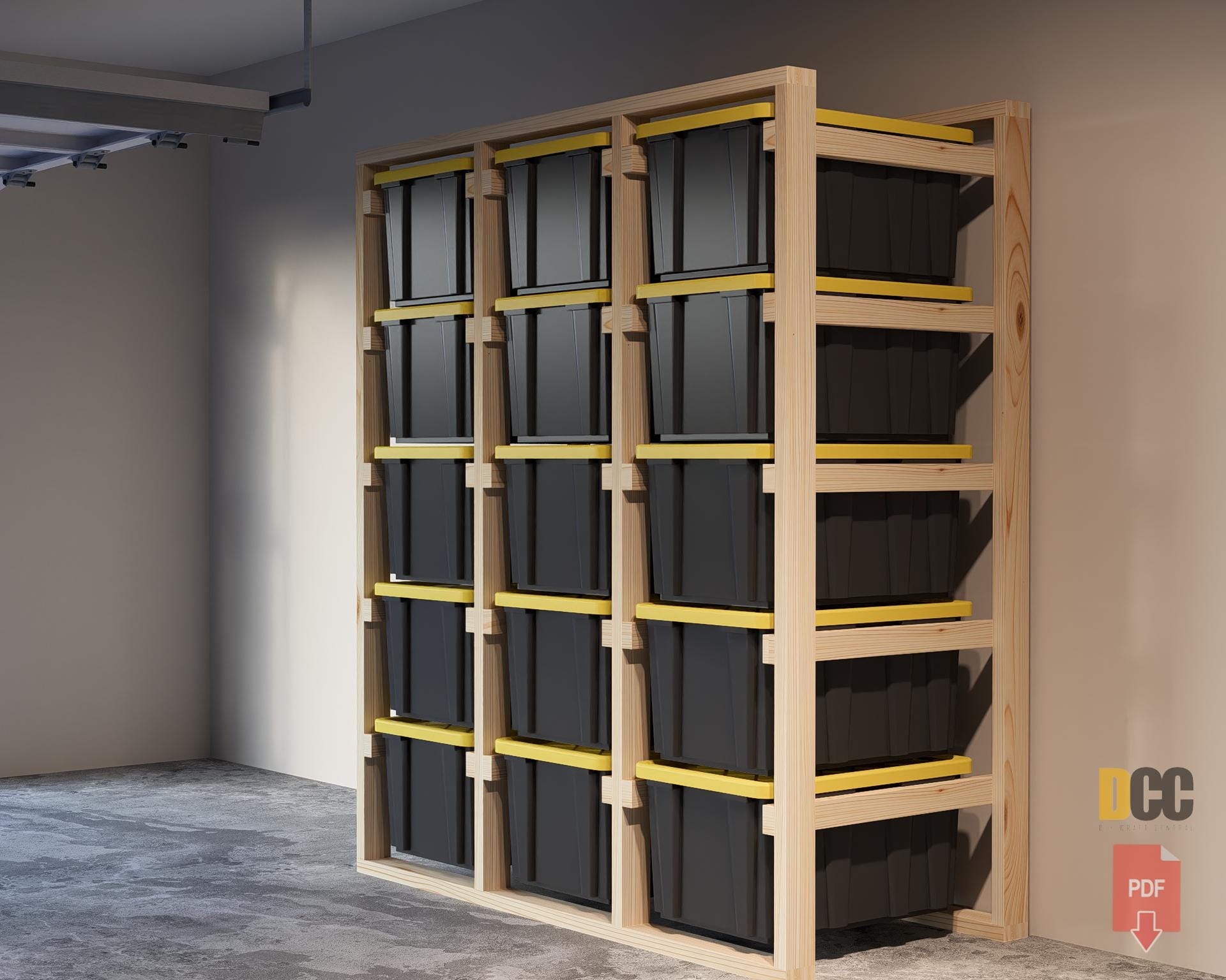 Bin Storage Rack 5x3 Digital Download | 15 Slots Storage 27 Gallon Diy ...
