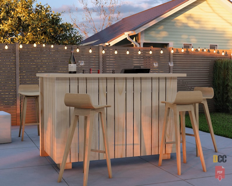 Wooden Outdoor Bar PDF File Plans | Outdoor DIY Bar Plan PDF Bar Plans ...
